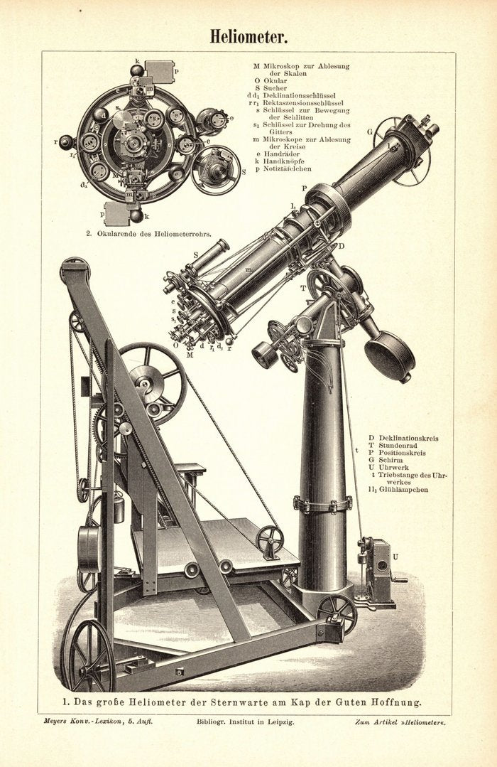 Heliometer. Buchillustration (Stich) von 1895 – VESTIGES